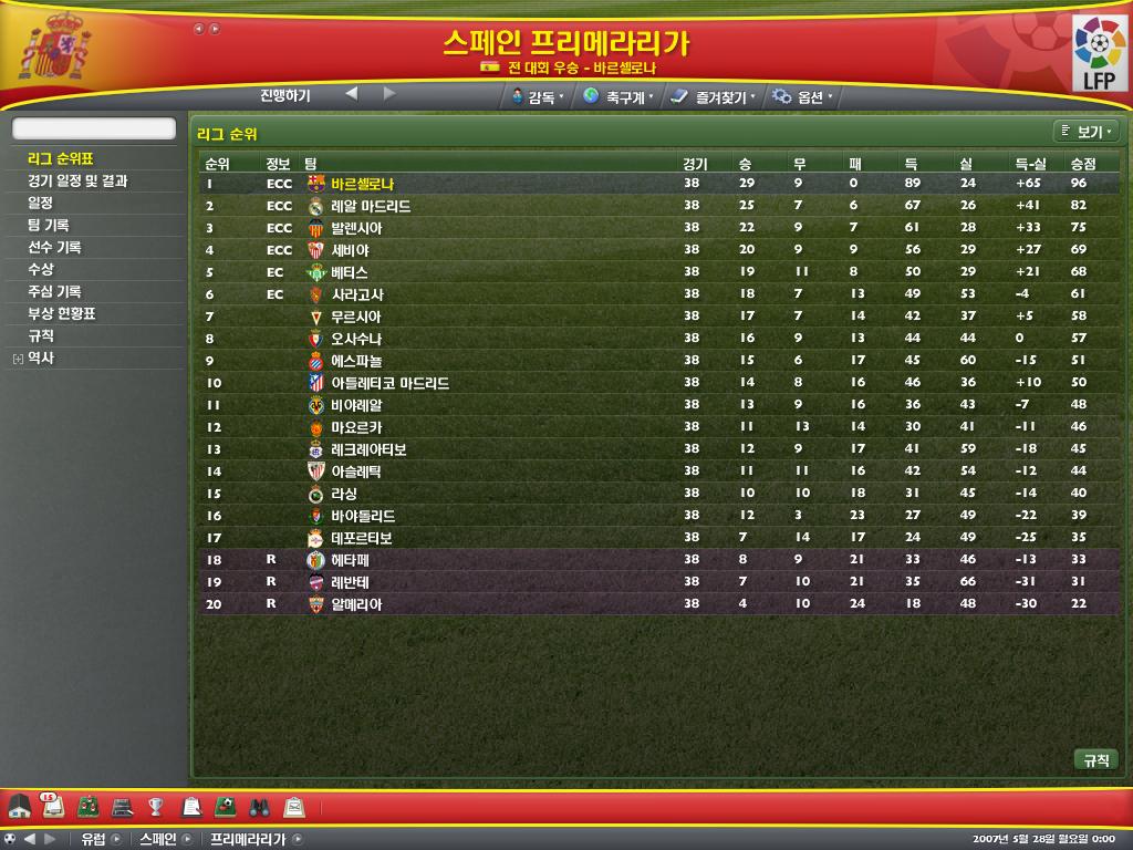 4-3-3 위닝 전략(바르셀로나 추천) - FM2007 전술/트레이닝 - 챔피온쉽 매니저 - 대한민국